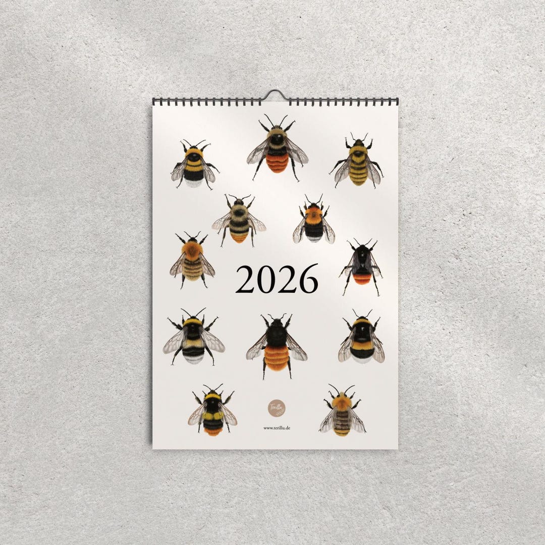 Wall Calendar 2026, Bumblebee Calendar, Calendar A3, Gift Nature Lovers ...