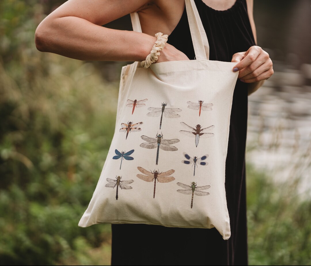 Jute Bag Dragonflies, Printed Bag for Nature Lovers, Sustainable Gift ...