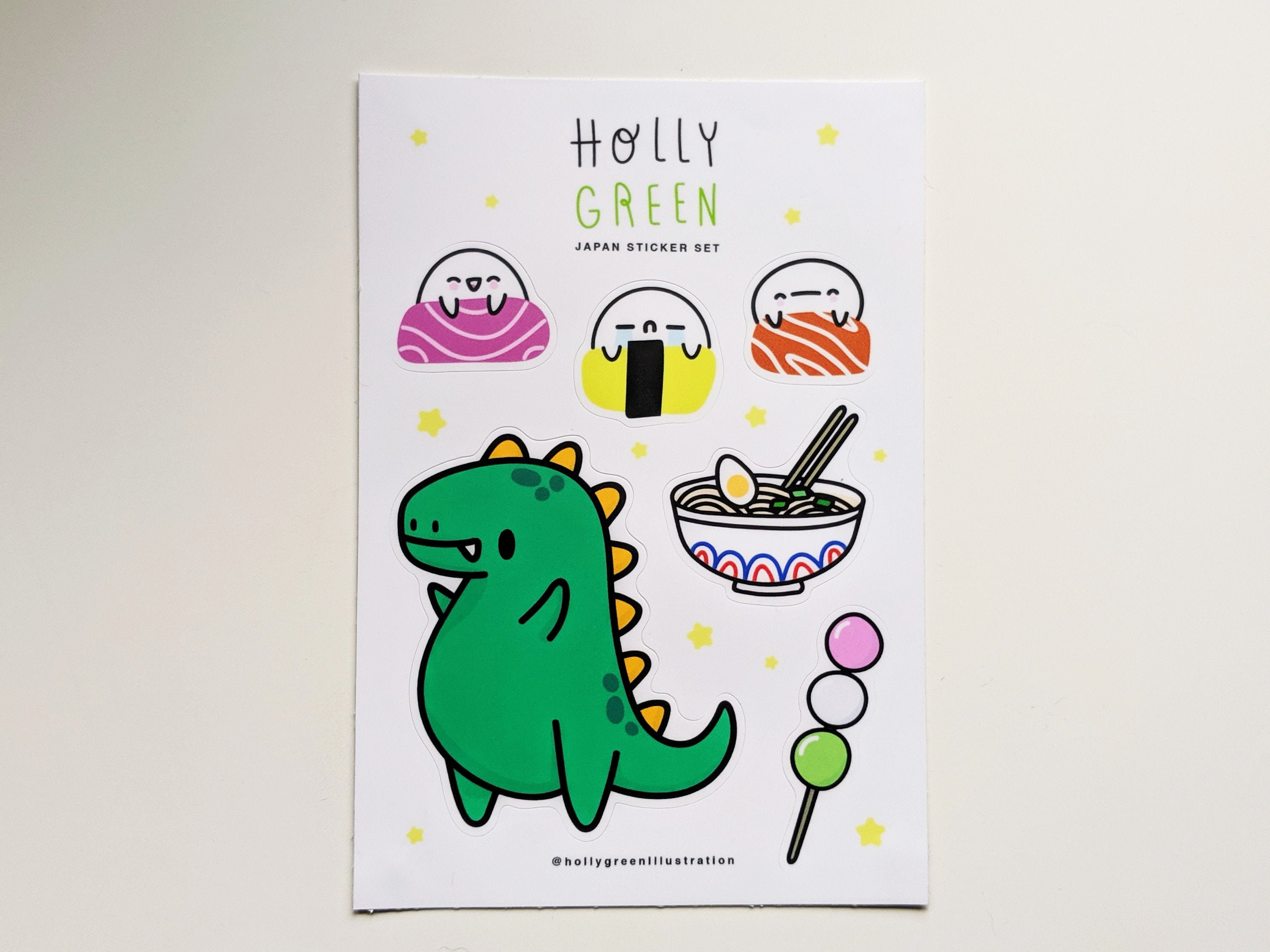 Japan Sticker Set - Cute Godzilla, Sushi, Ramen and Mochi Sticker Sheet ...