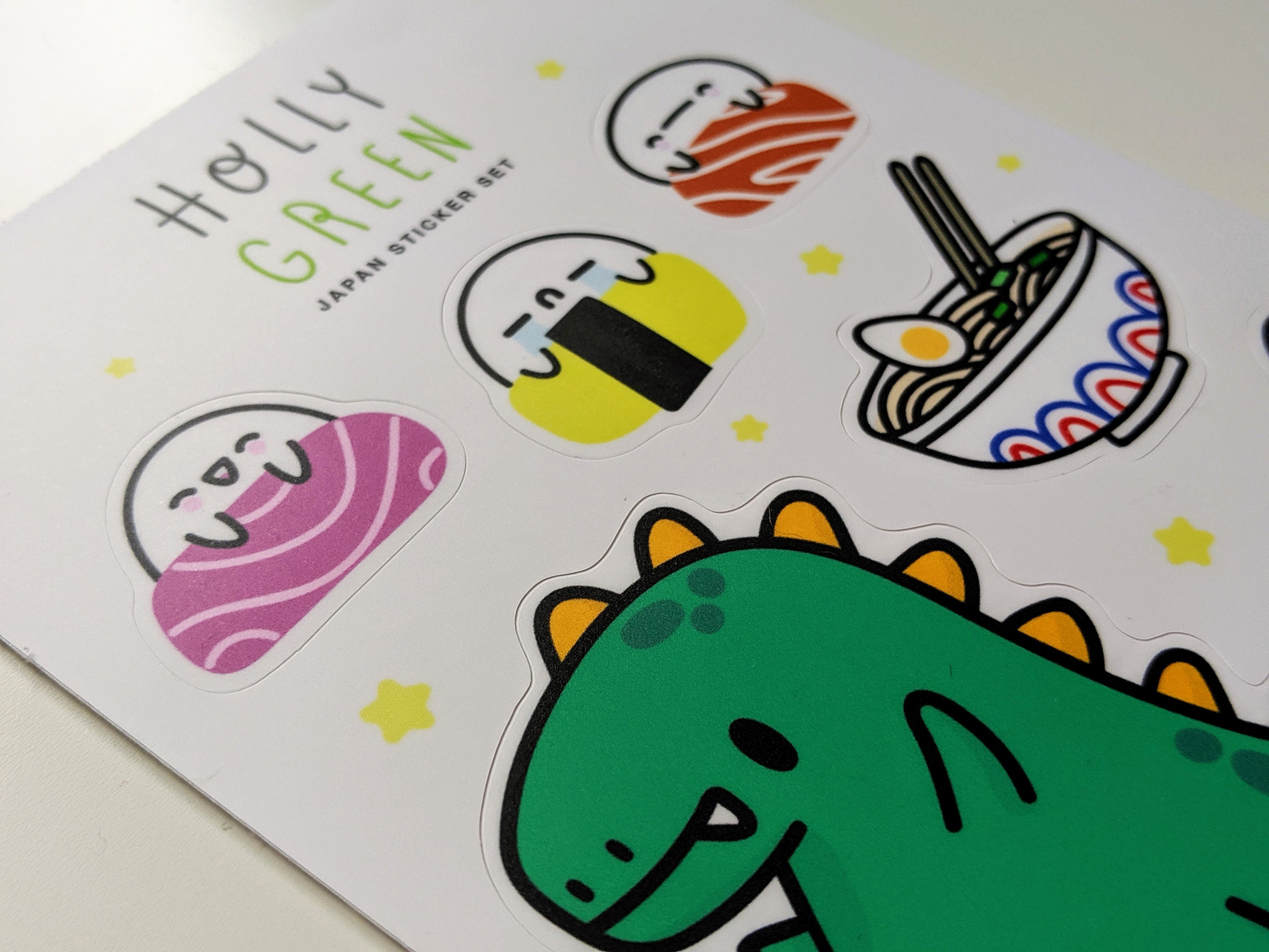 Japan Sticker Set - Cute Godzilla, Sushi, Ramen and Mochi Sticker Sheet ...