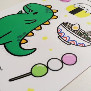 Japan Sticker Set - Cute Godzilla, Sushi, Ramen and Mochi Sticker Sheet ...