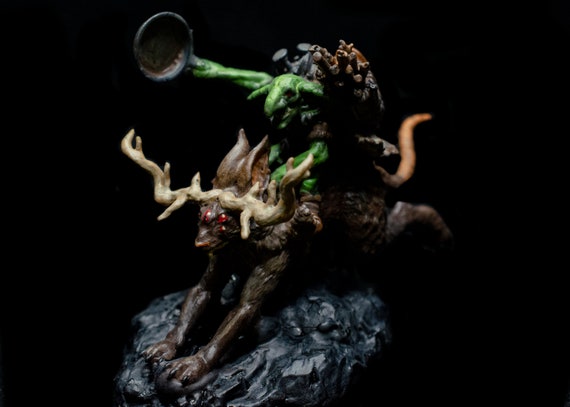 Goblin Riding A Horned Jackalope Hand Painted Archvillian - Etsy