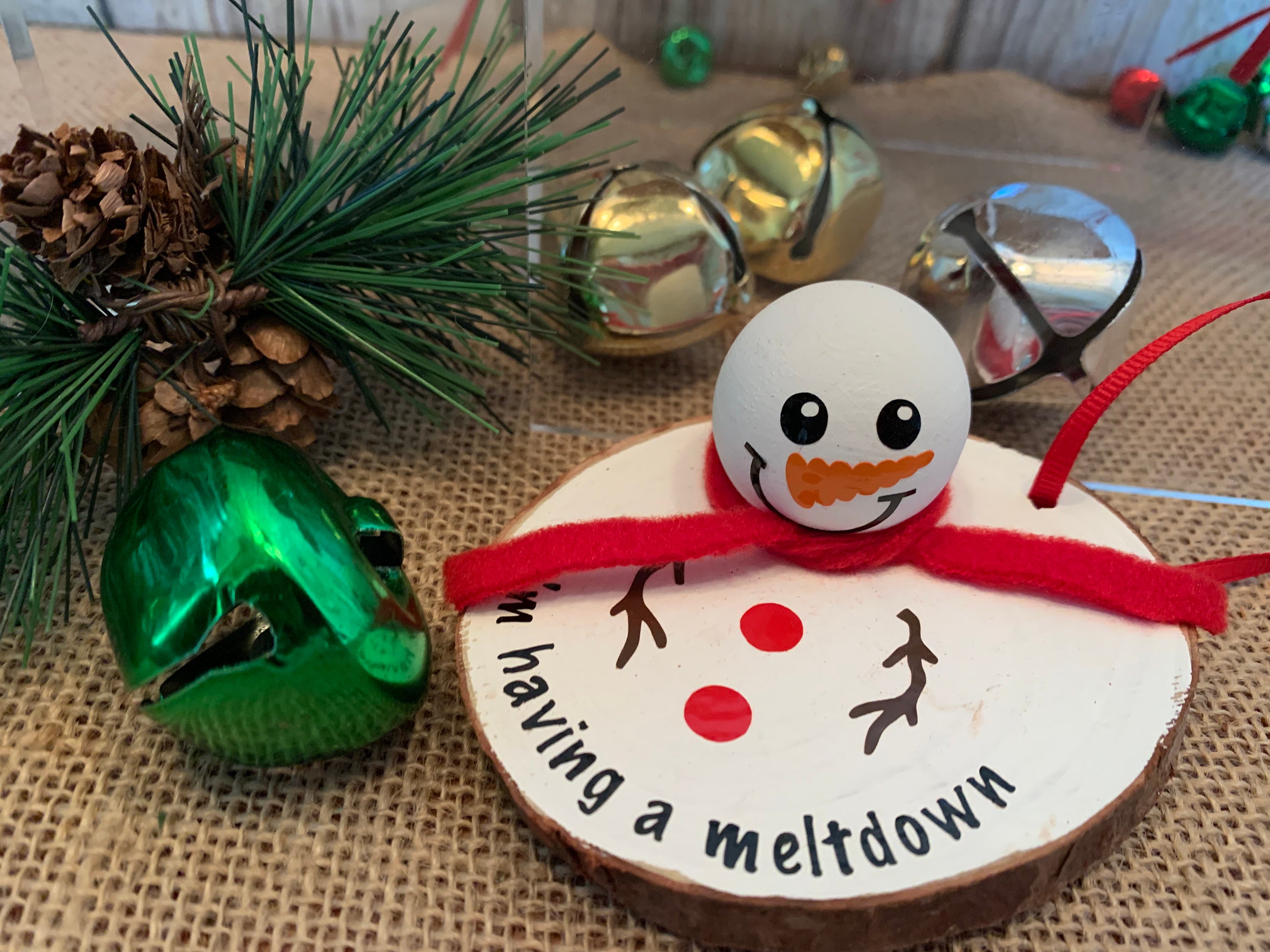 Melting Snowman Ornament, Wood Slice Snowman Ornament, I'm Having a ...