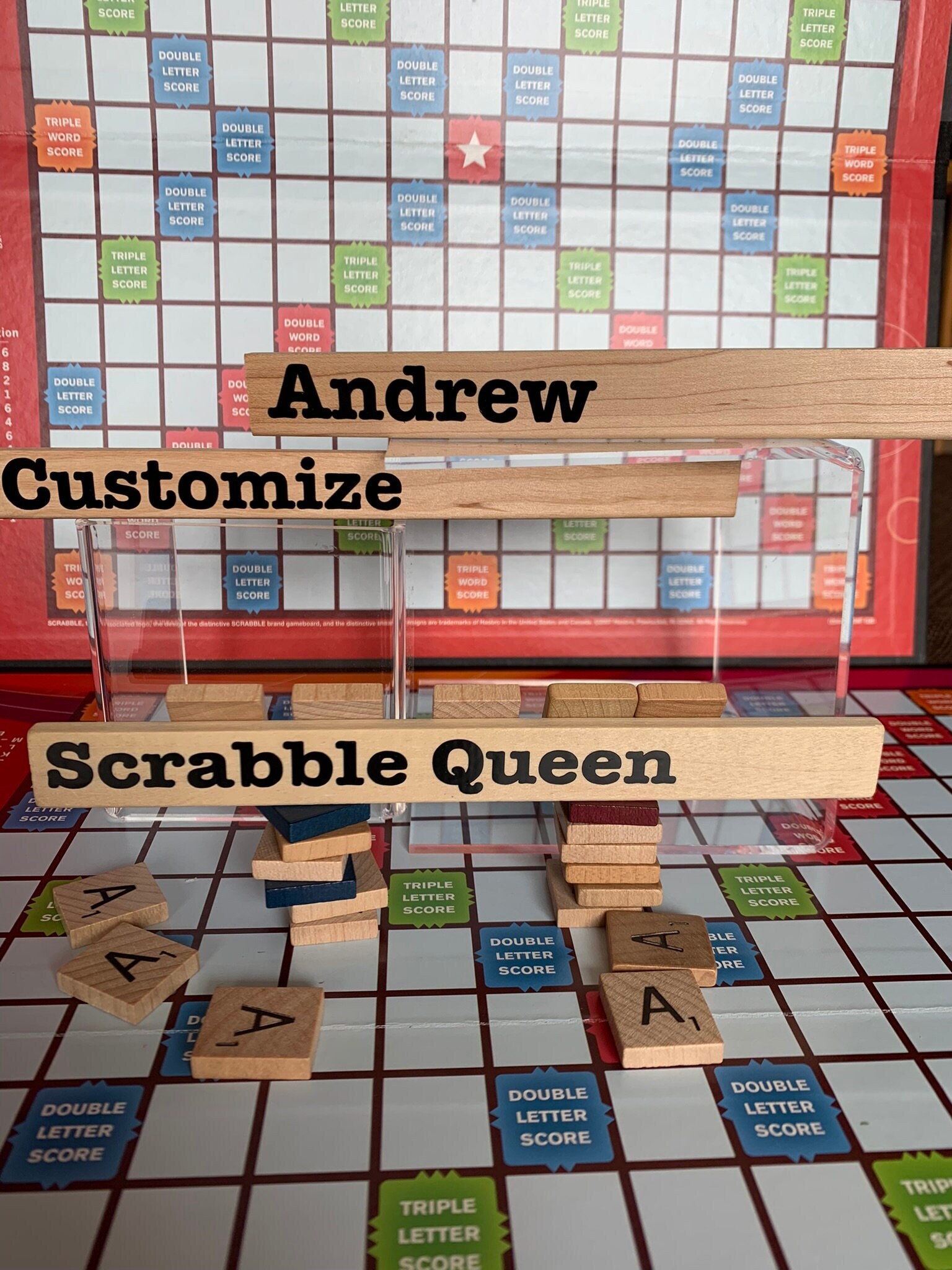 Personalized Scrabble Tile Holder, Scrabble Game Accessories, Gift for ...