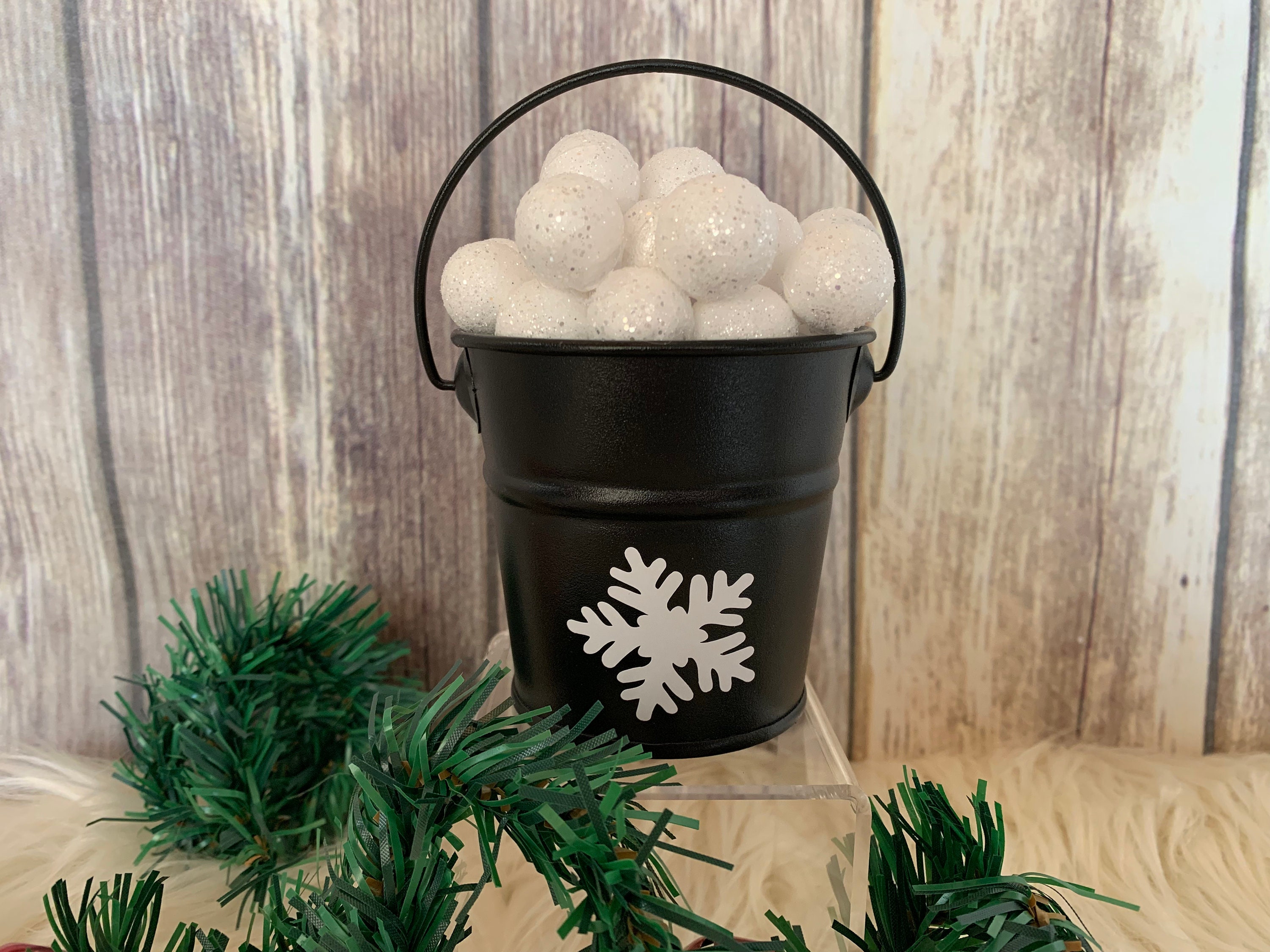 Snowball Bucket Decor, Farmhouse Christmas, Winter Shelf Sitter ...