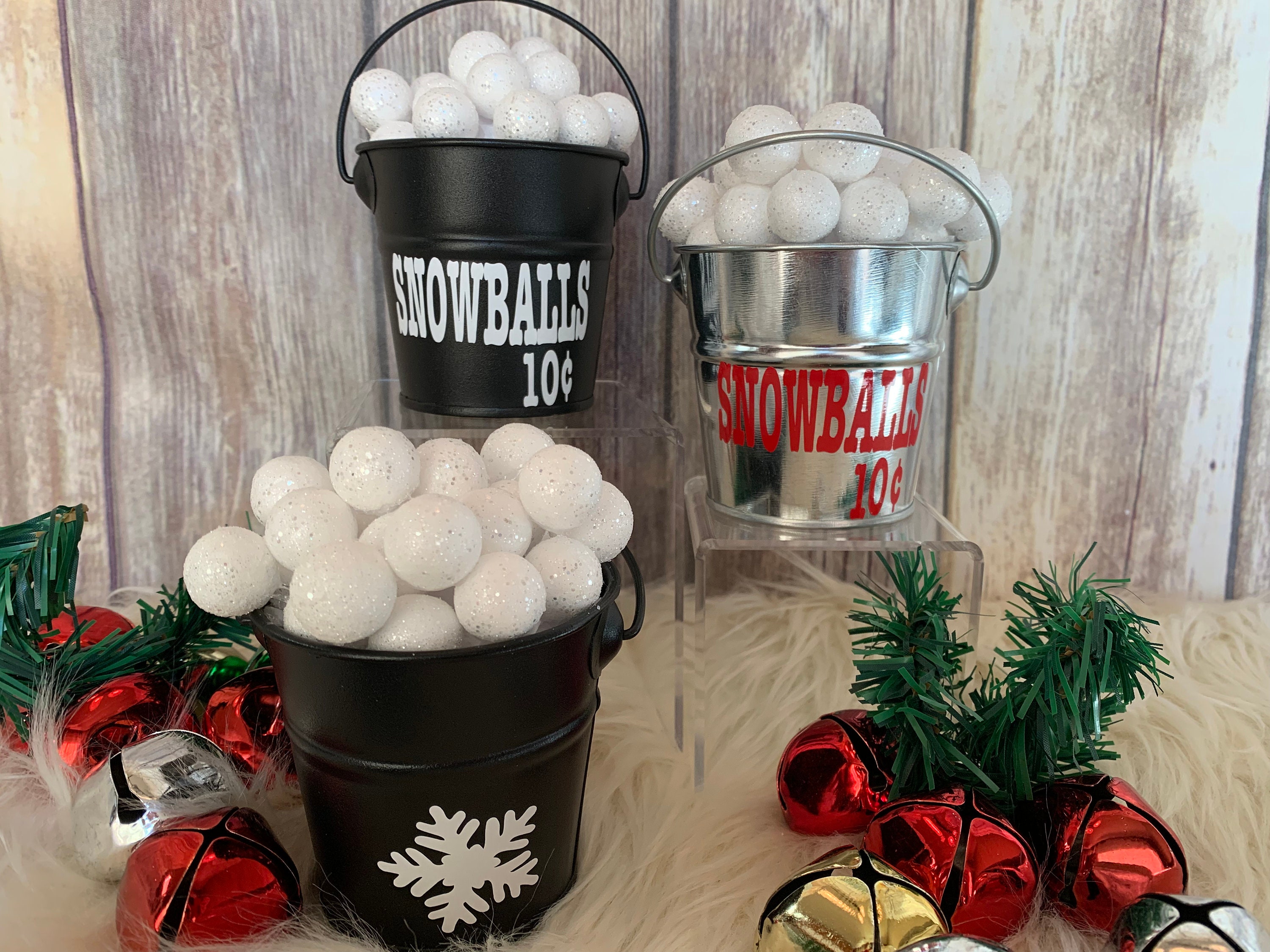Snowball Bucket Decor, Farmhouse Christmas, Winter Shelf Sitter ...