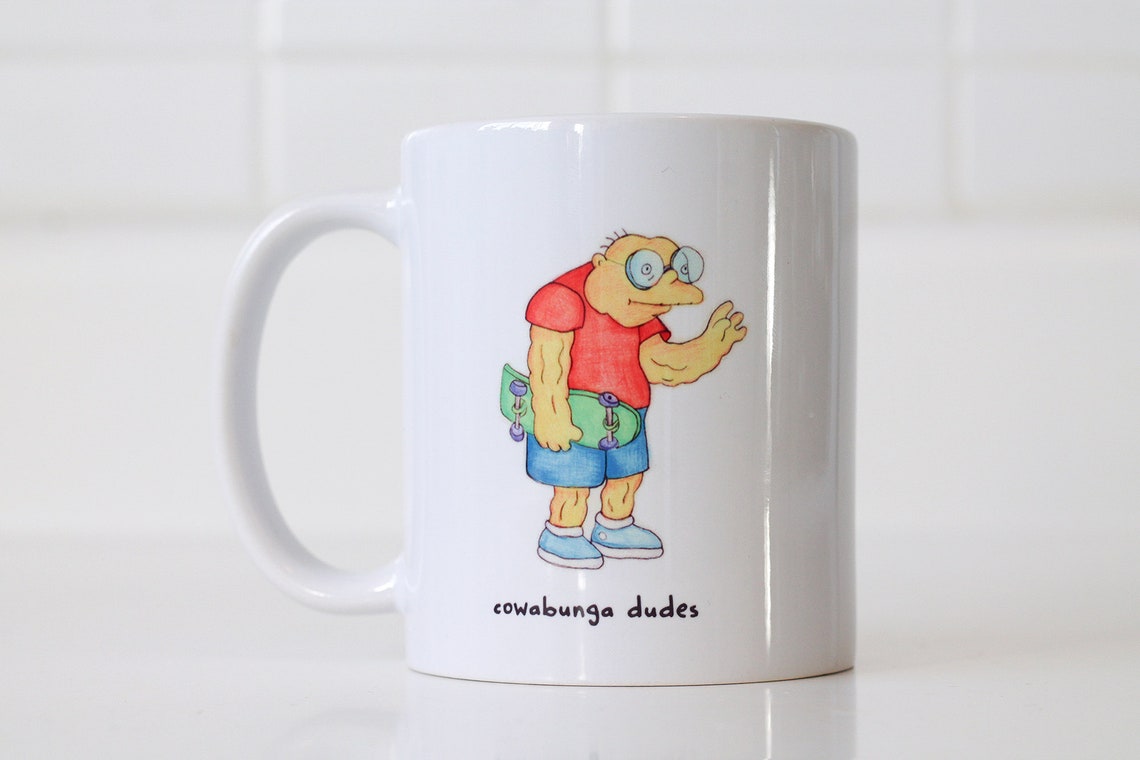 Hans Moleman 'cowabunga Dudes' Simpsons Mug - Etsy