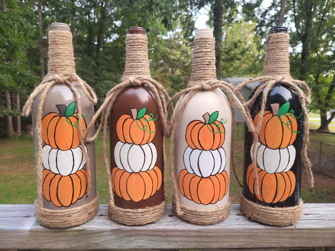 Handmade Fall Pumpkin Wine Bottle Décor Rustic Farmhouse - Etsy