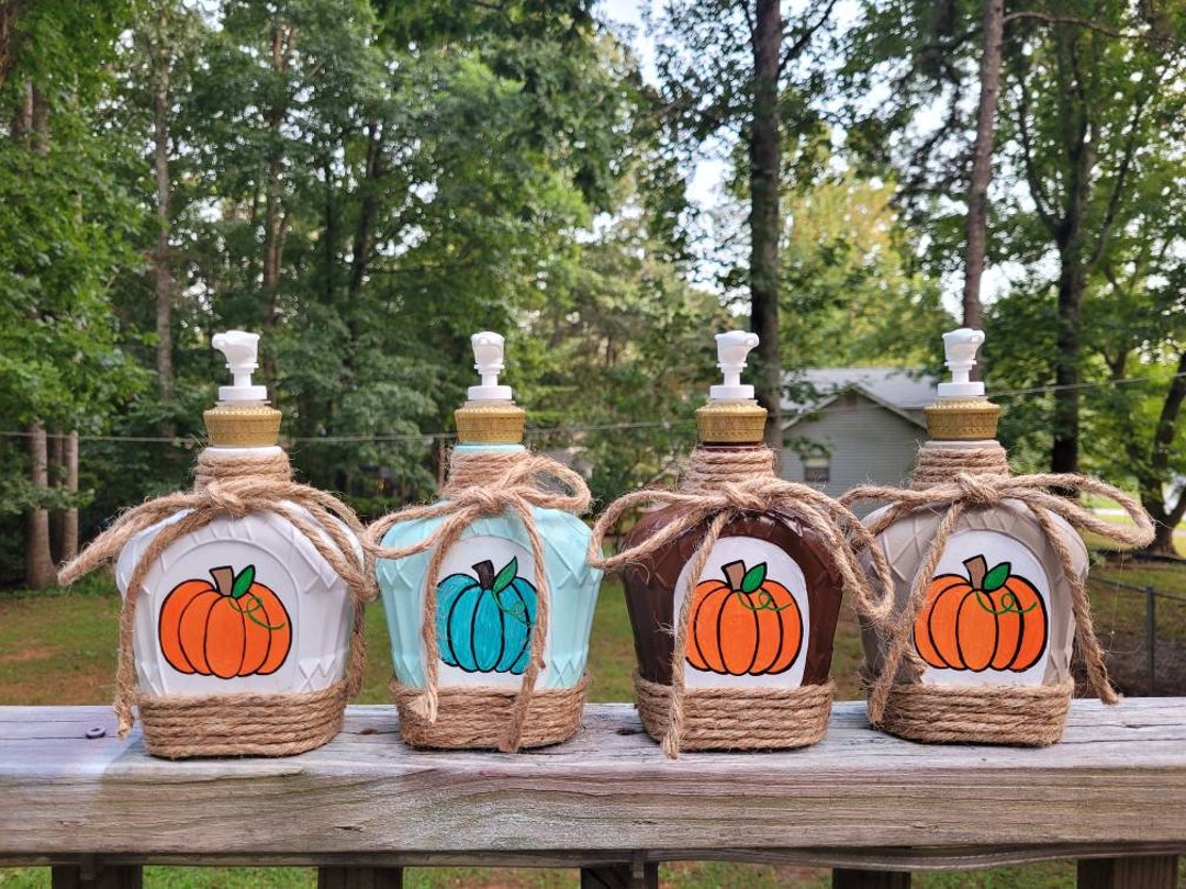 Handmade Festive Fall Pumpkin Soap Dispenser, Fall Bathroom/kitchen ...