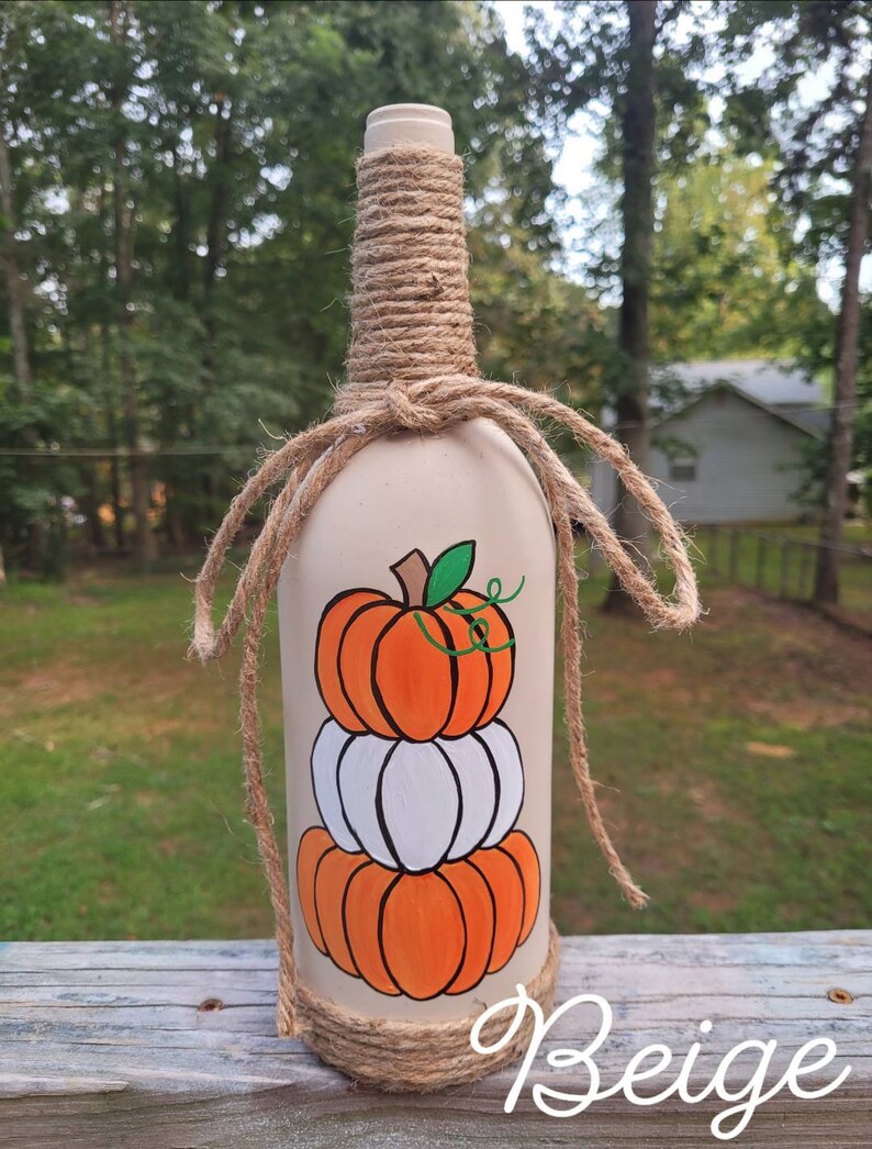 Handmade Fall Pumpkin Wine Bottle Décor Rustic Farmhouse - Etsy