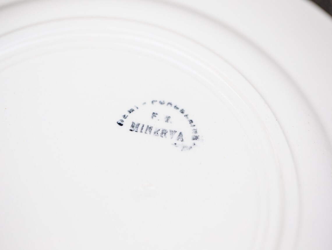 Antique French Blue Plates Set of 2 Badonviller Ironstone Stencilware ...