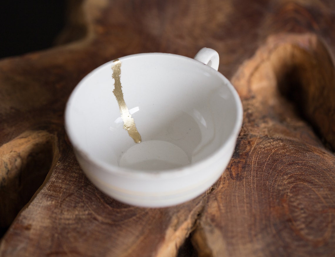 Kintsugi Vintage French Tea Coffee Cup Sarreguemines Gold 1920s ...