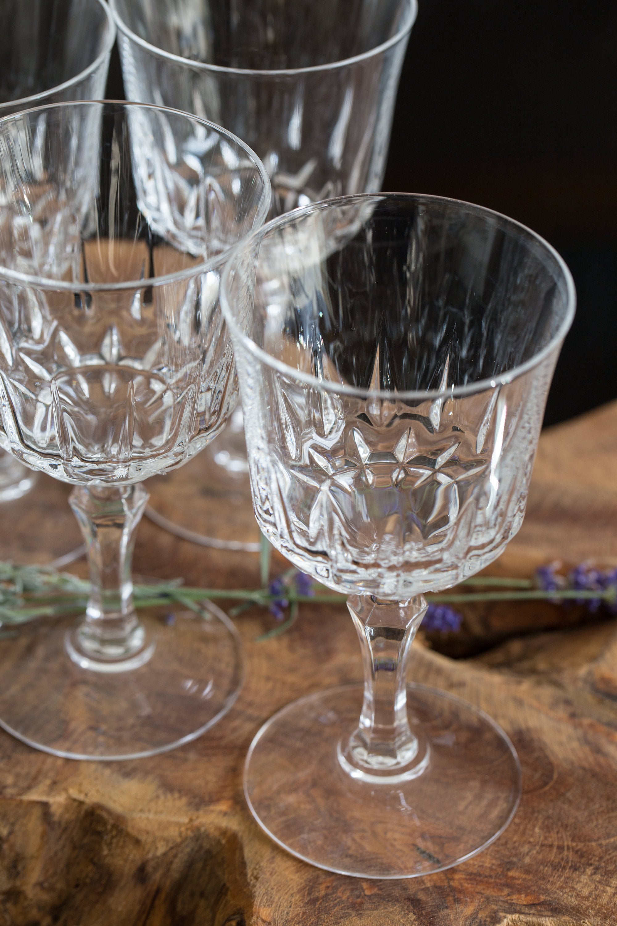 Vintage French Stemmed Crystal Water Glasses Set of 4 Water - Etsy