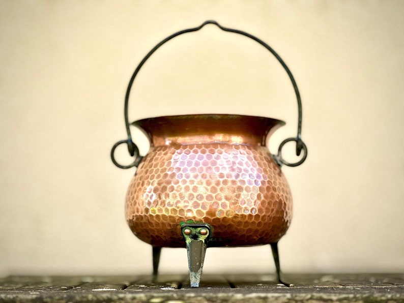 Vintage French Tripod Copper Cauldron Hammered Bowl Plant Pot - Etsy