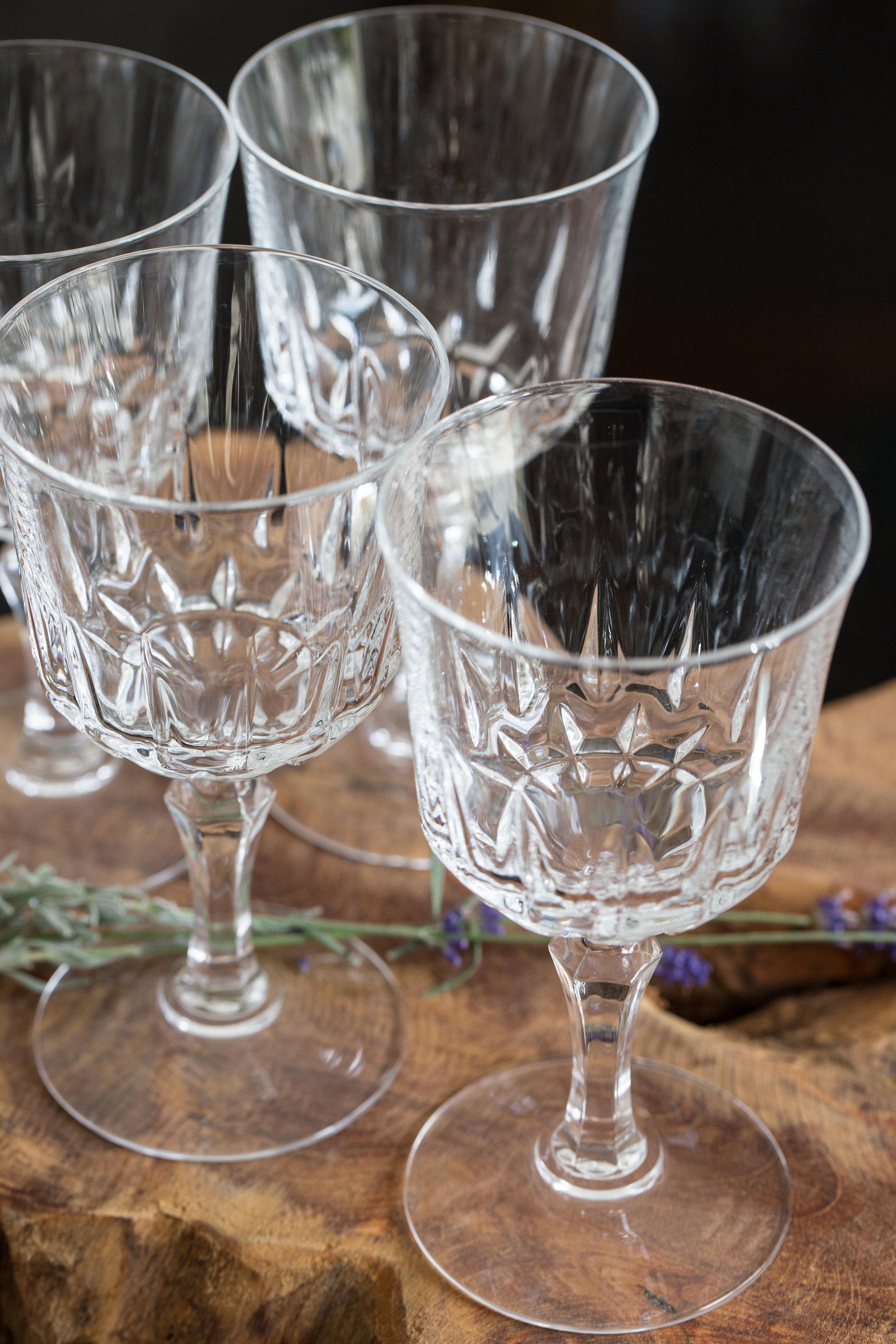 Vintage French Stemmed Crystal Water Glasses Set of 4 Water Wine ...