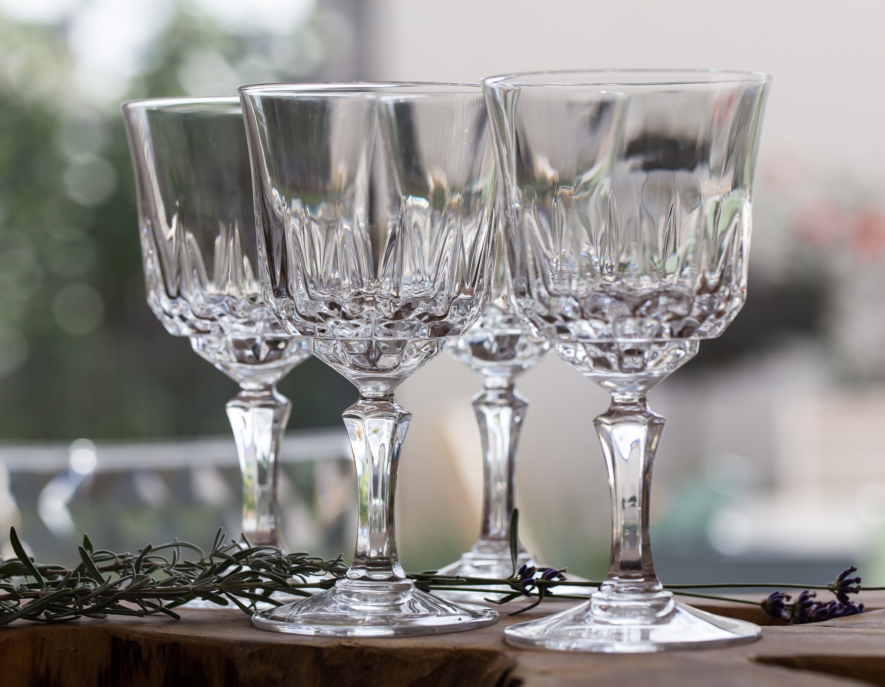 Vintage French Stemmed Crystal Water Glasses Set of 4 Water Wine ...