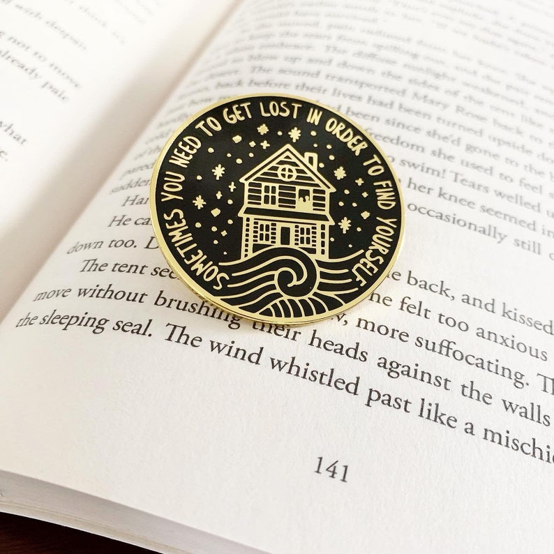 Black & Gold Cute Enamel Pin, Book Lover Gift for Women and Men, House ...