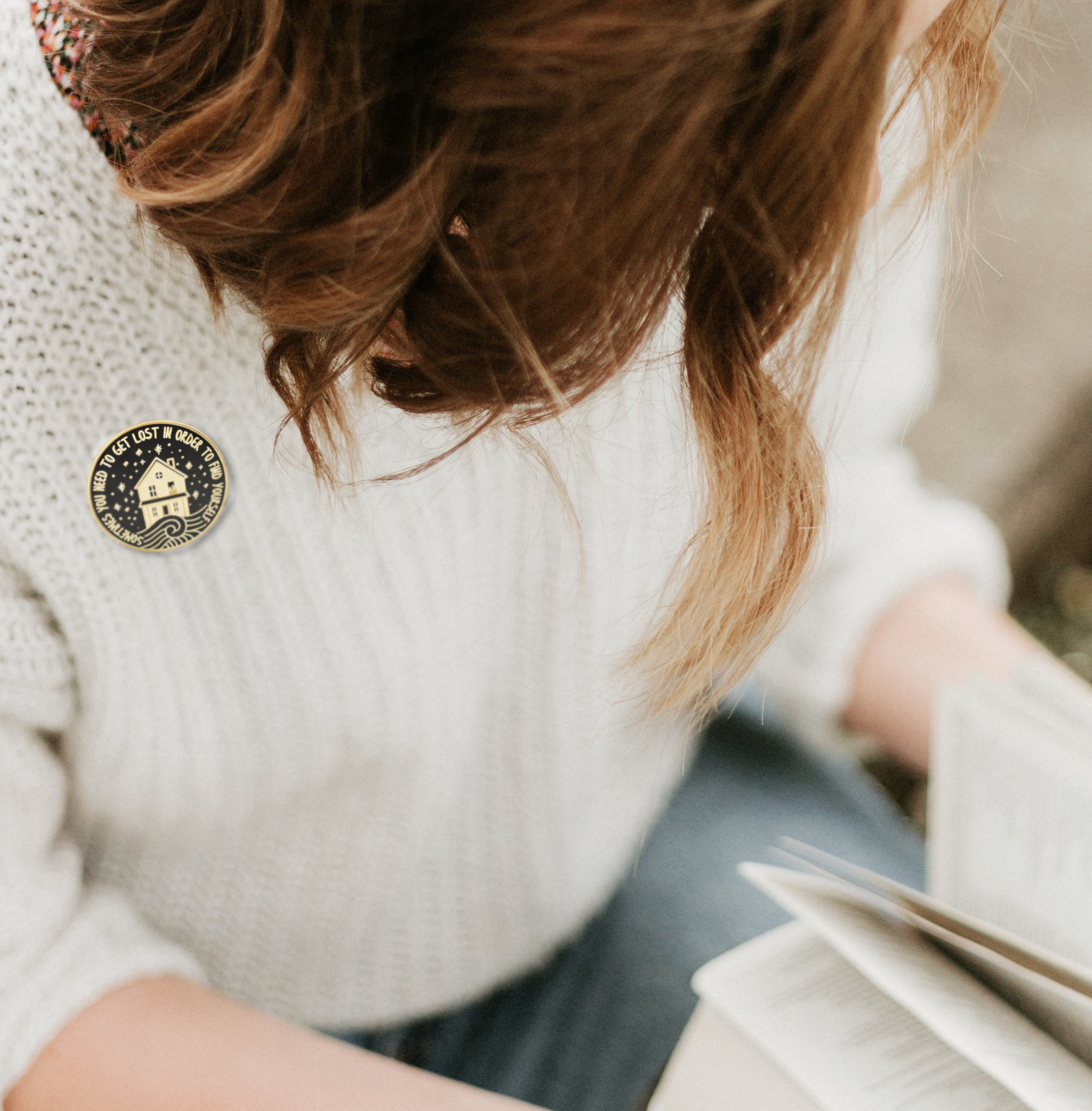 Black & Gold Cute Enamel Pin, Book Lover Gift for Women and Men, House ...