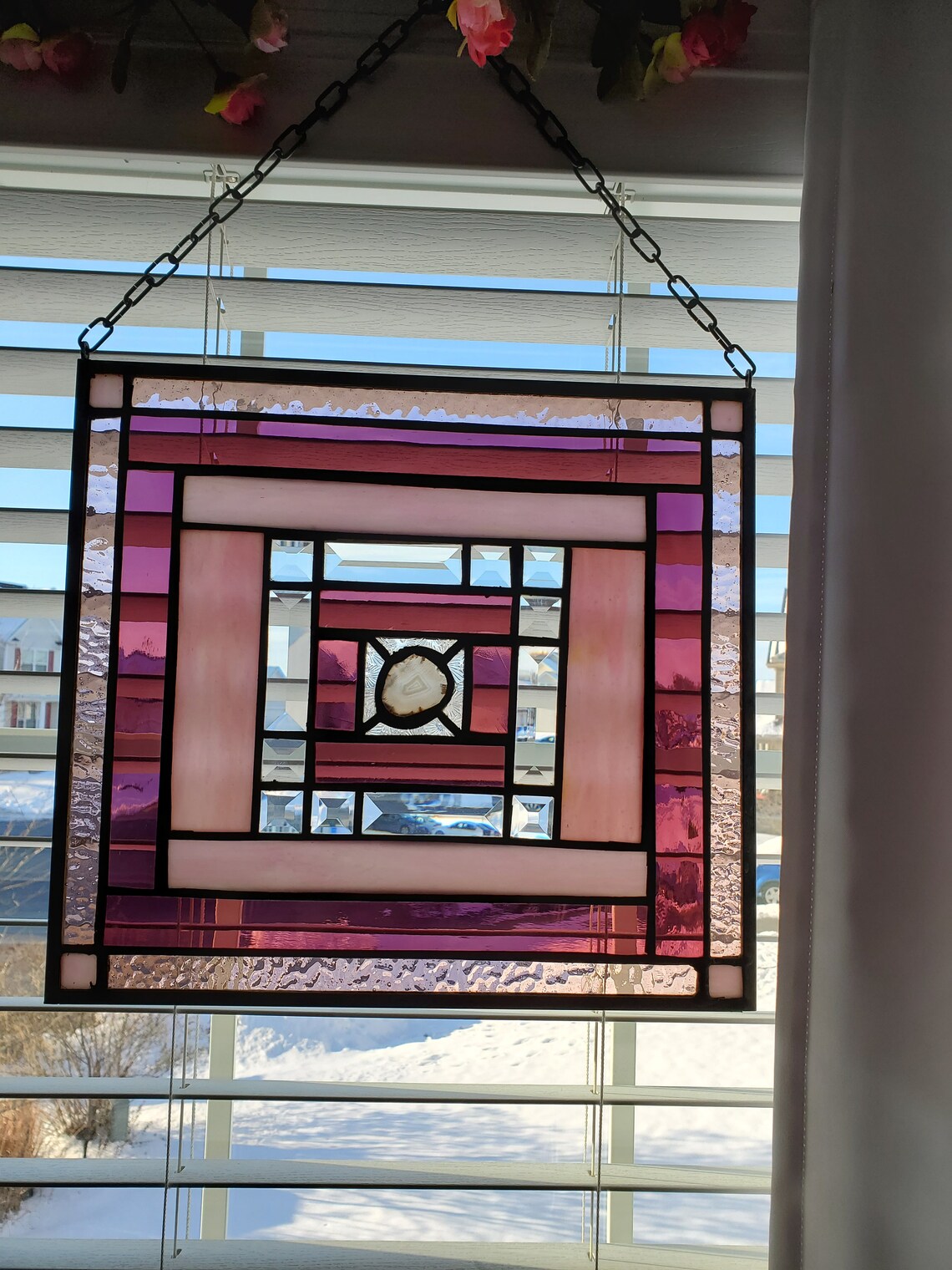 Pink Agate Stained Glass Window - Etsy