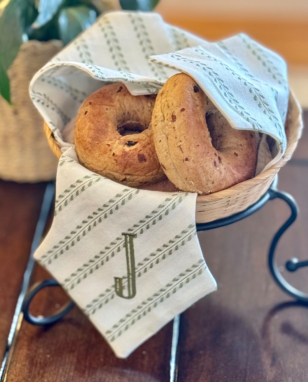 Personalized Vintage Style Bread Basket Liner, Farmhouse Decor, Custom ...