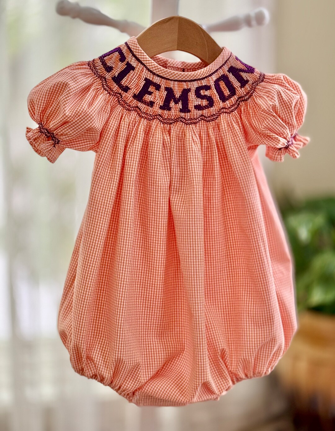 Custom Hand Smocked Gameday Bubble, Jon Jon, Game Day Dress, Overalls ...