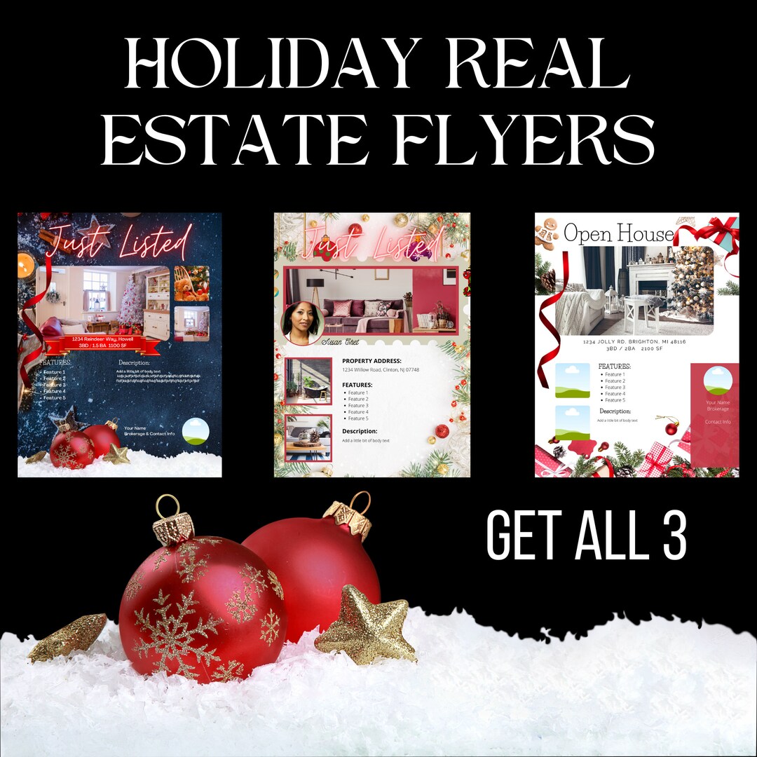 Holiday Real Estate Flyer Template: Christmas Promo (digital Download ...