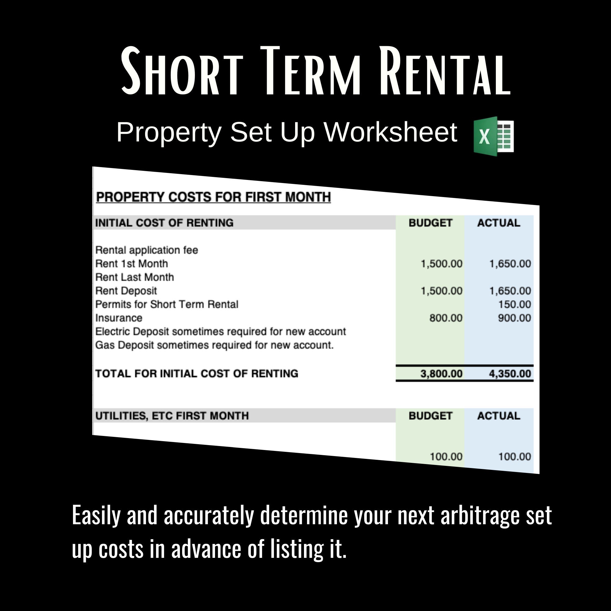 Airbnb Short Term Rental Set up Worksheet Rental Arbitrage EXCEL ...