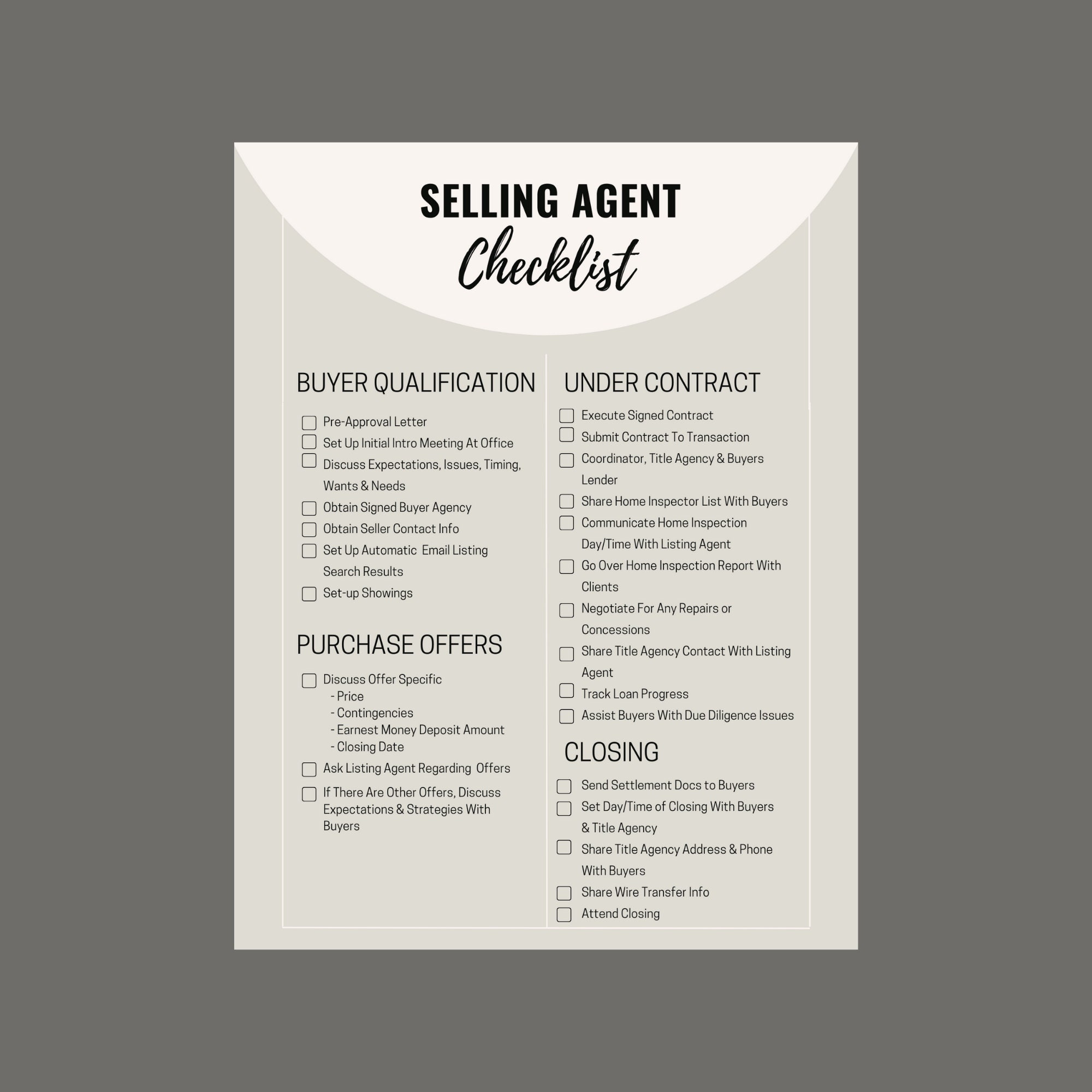 Listing Checklist, Printable Checklist, Daily Checklist, Real Estate ...