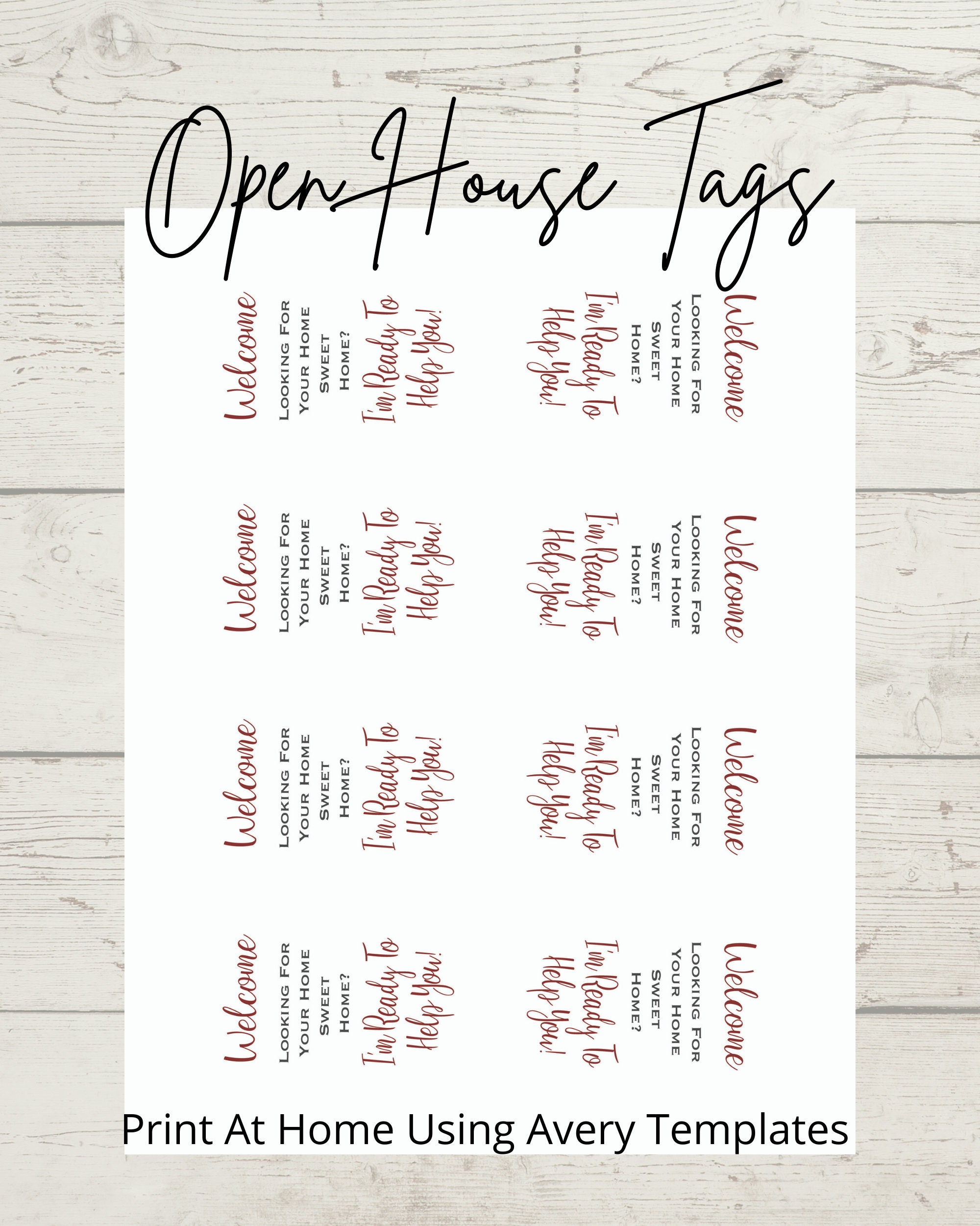 Real Estate Open House Tags Open House Sign Realtor Marketing Real ...