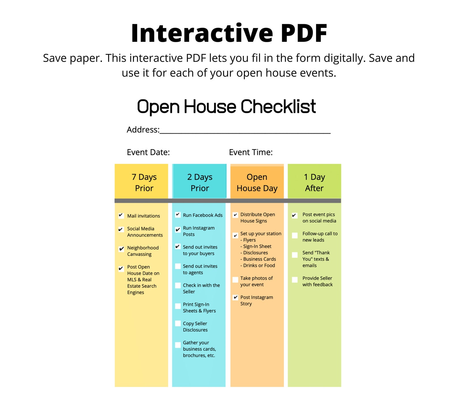 Open House Checklist | Real Estate Planner | Printable to Do List ...
