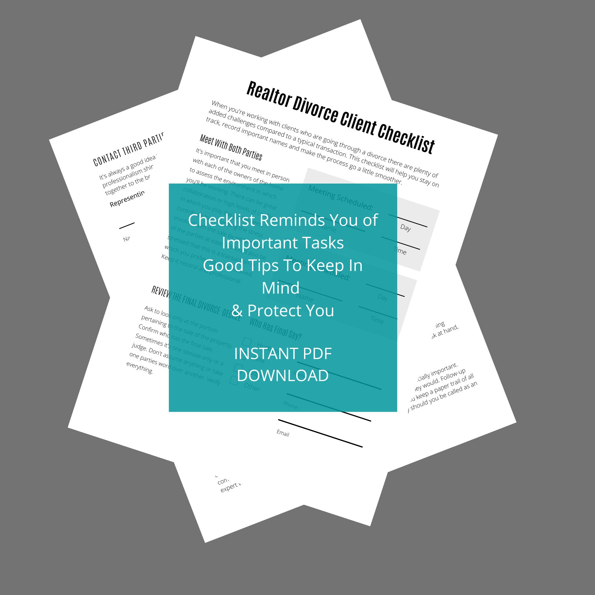 Real Estate Agent Checklist Divorce Checklist for Realtor Divorce ...