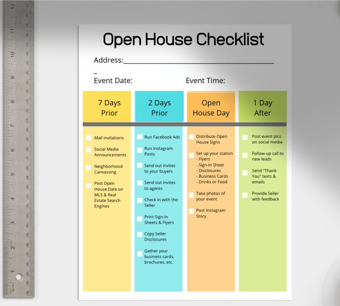 Open House Checklist Real Estate Planner Printable to Do | Etsy