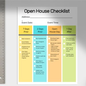 Open House Checklist Real Estate Planner Printable to Do | Etsy
