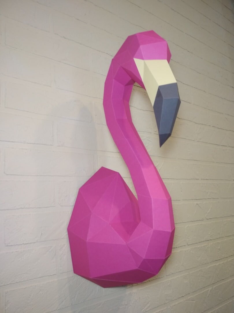 Flamingo Low Poly, Papercraft, PDF Template, Paper Model, Sculpture, 3D ...