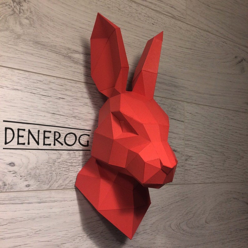Rabbit Low Poly, Papercraft, PDF Template, Paper Model, Sculpture, 3D ...