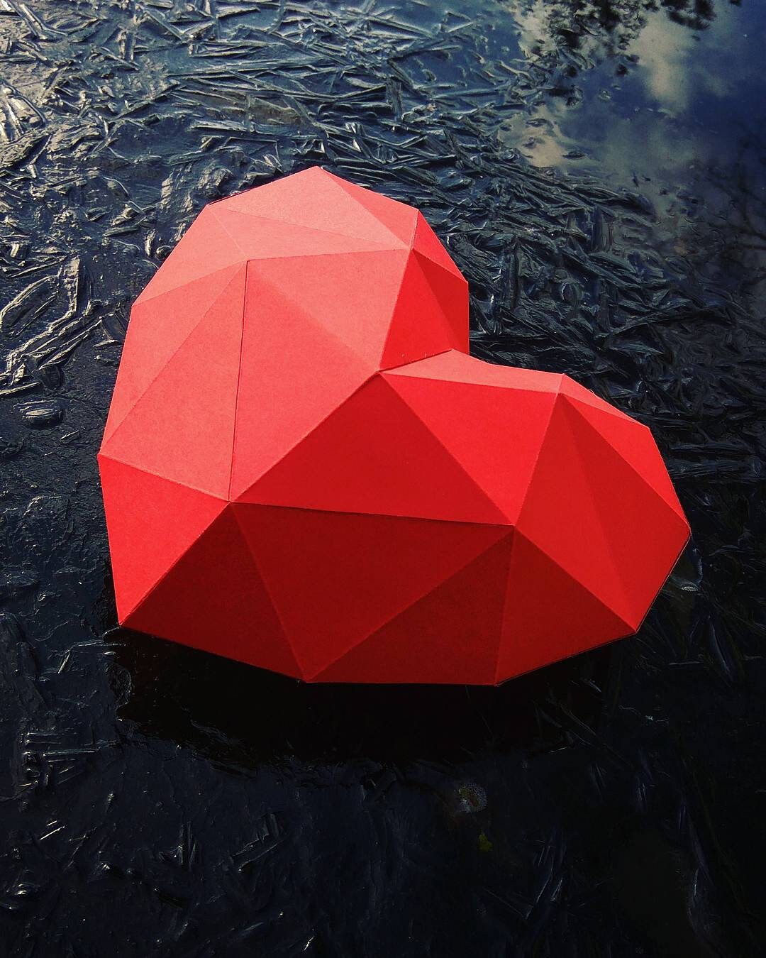 Valentine's Day, Heart, Low Poly, Papercraft, PDF Template, Polygonal ...