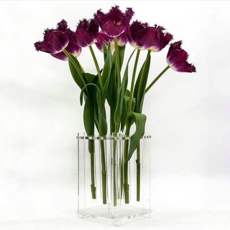 Acrylic Transparent Flower Vase With Glass Test Tubes Gift - Etsy