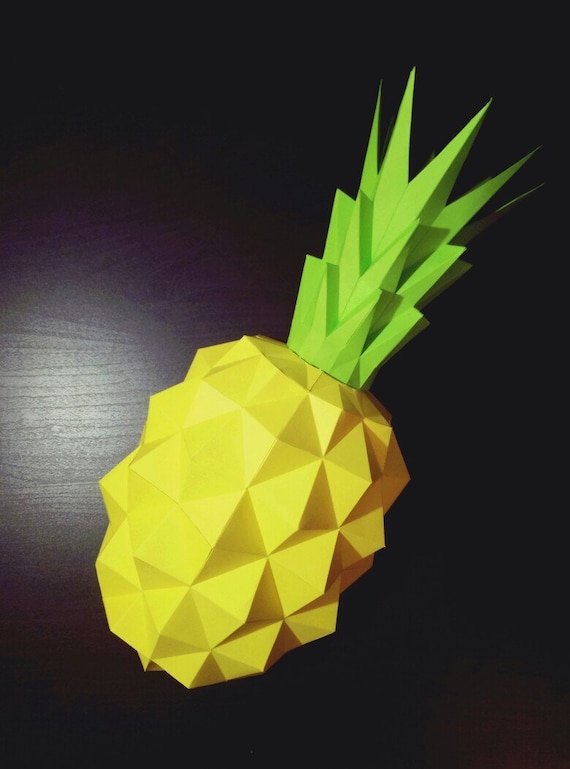 Art Objects Pineapple Papercraft Low poly printable DIY template room ...