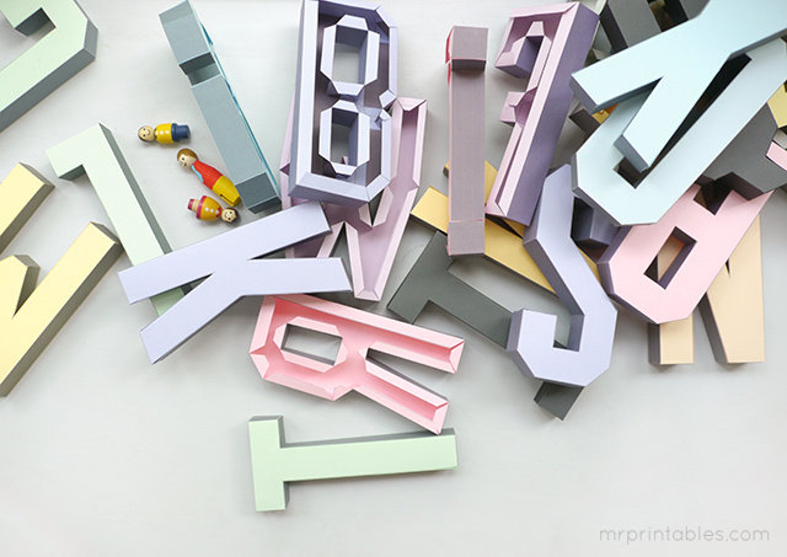 3D Alphabet Templates Low Poly Papercraft PDF Template - Etsy