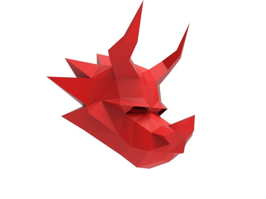 Papercraft Dragon Mask ,low Poly, Papercraft, PDF Template, Polygonal ...