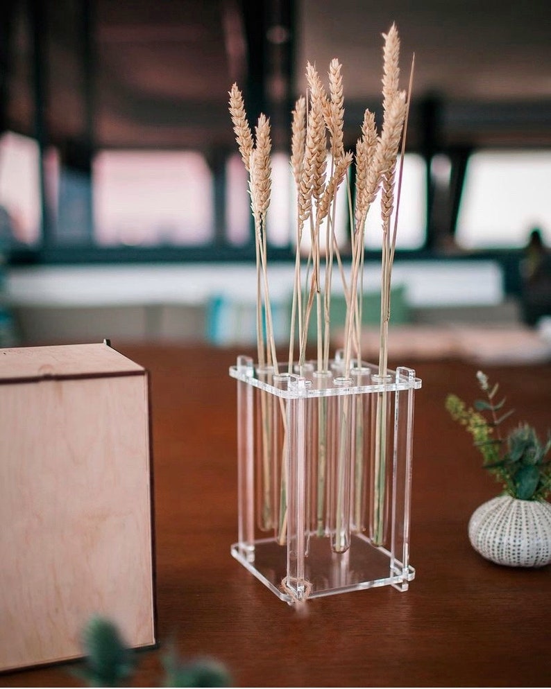 Acrylic Transparent Flower Vase With Glass Test Tubes Gift - Etsy