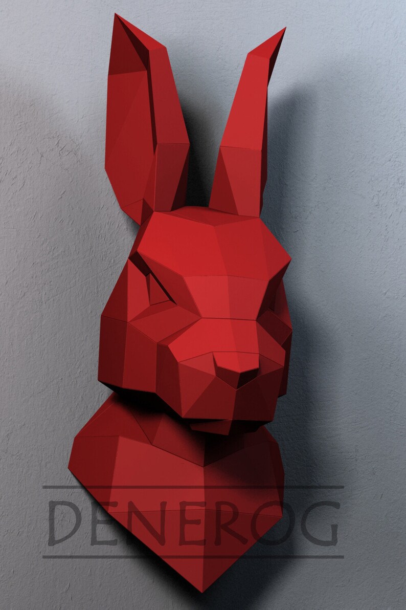 Rabbit Low Poly, Papercraft, PDF Template, Paper Model, Sculpture, 3D ...