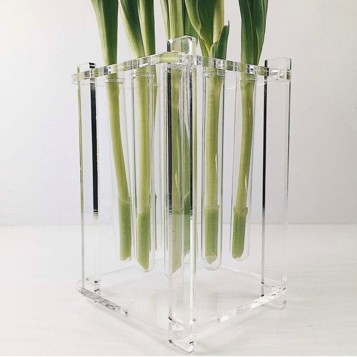 Acrylic Transparent Flower Vase With Glass Test Tubes Gift - Etsy