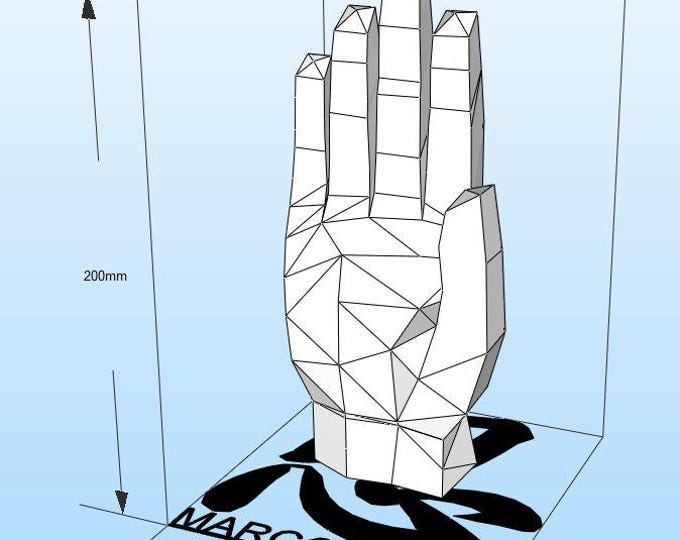 Hand- Low Poly Pdf 3D Papercraft Template, Low Poly DIY Paper Sculpture ...