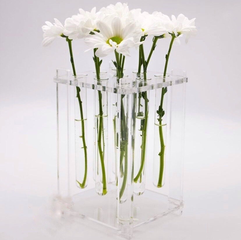 Acrylic Transparent Flower Vase With Glass Test Tubes Gift - Etsy