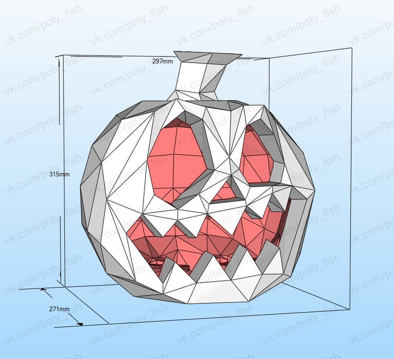 Pumpkin 3d Papercraft Sculpture Low Poly Papercraft PDF - Etsy