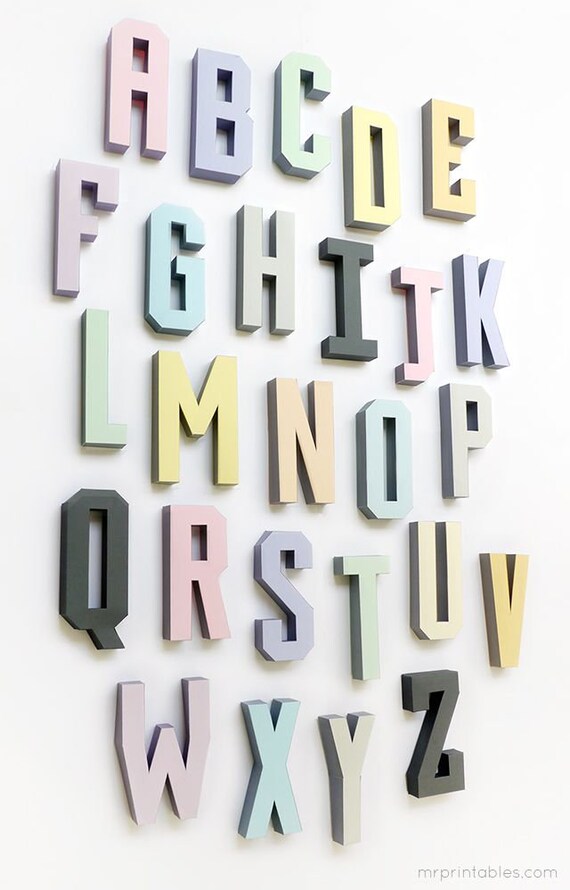 3D Alphabet Templates Low Poly Papercraft PDF Template - Etsy
