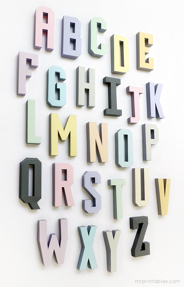 3D Alphabet Templates, Low Poly, Papercraft, PDF Template, Polygonal ...