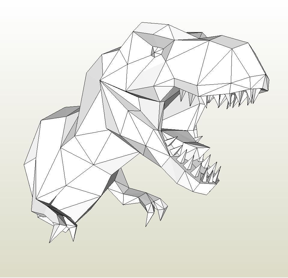 T-rex Low Poly Papercraft PDF Template Paper Model - Etsy
