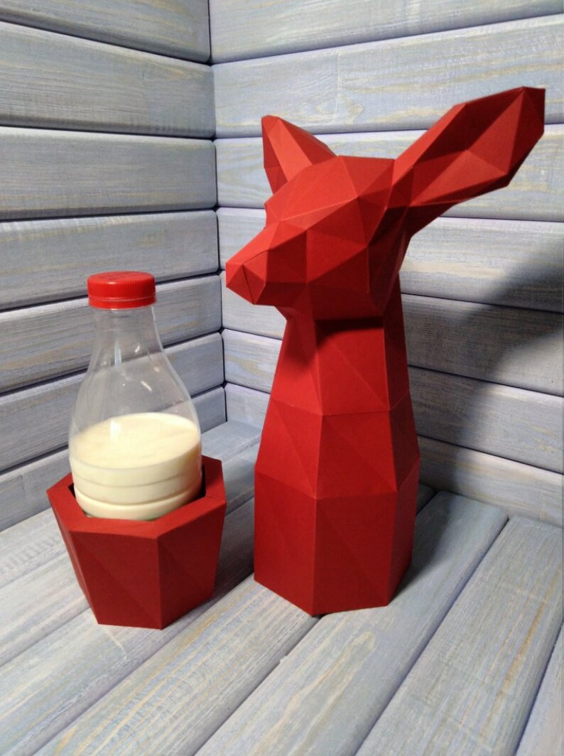 Bottle Safe, Low Poly, Papercraft, PDF Template, Polygonal Model - Etsy